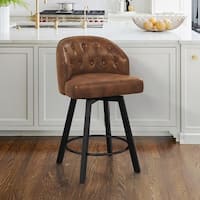 LUE BONA 26" Swivel Counter Height Swivel Bar Stools Upholstered Counter Stools - 26" H - On ...